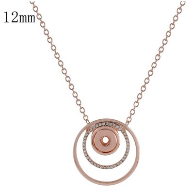 Rose Gold Rhinestone Circle 12mm Mini Snap Charm Necklace For Ginger ...