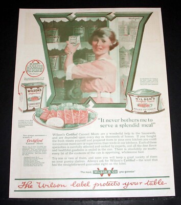 1921 OLD MAGAZINE PRINT AD, WILSON CO, CORNED BEEF & ROLLED OX TONGUE ...
