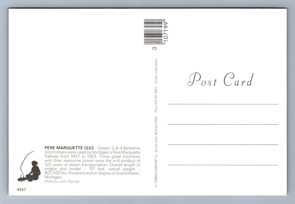 Postcard Vtg Transportation Train Railroad Pere Marquette 1223 ...