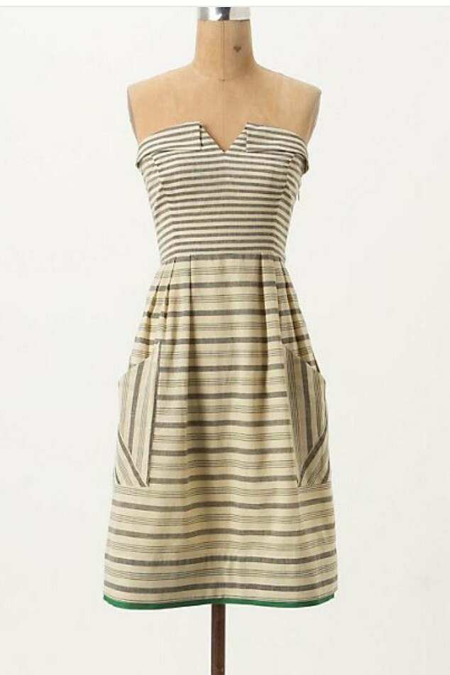 Anthropologie Maeve Changing Stripes Dress Cream Blue… - Gem