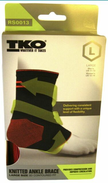 TKO Knitted Compression Ankle Brace Sz Medium Black Red 3d Contoured ...