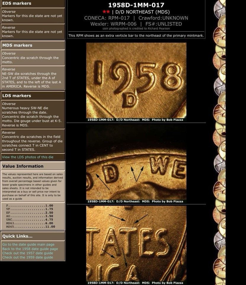 1958 D-"CONECA: RPM-017"-Lincoln Wheat Cent-(VARIETY)-Gem/BU-Red ...