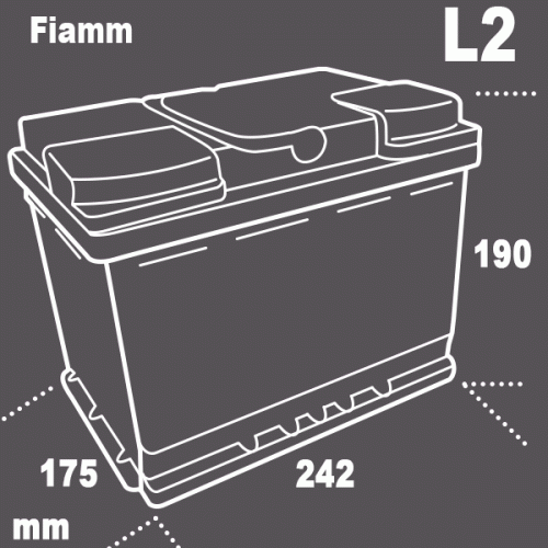 BATTERIA AUTO FIAMM L2 60P TITANIUM PRO 60 Ah 540 A 242x175x190 L260P ...