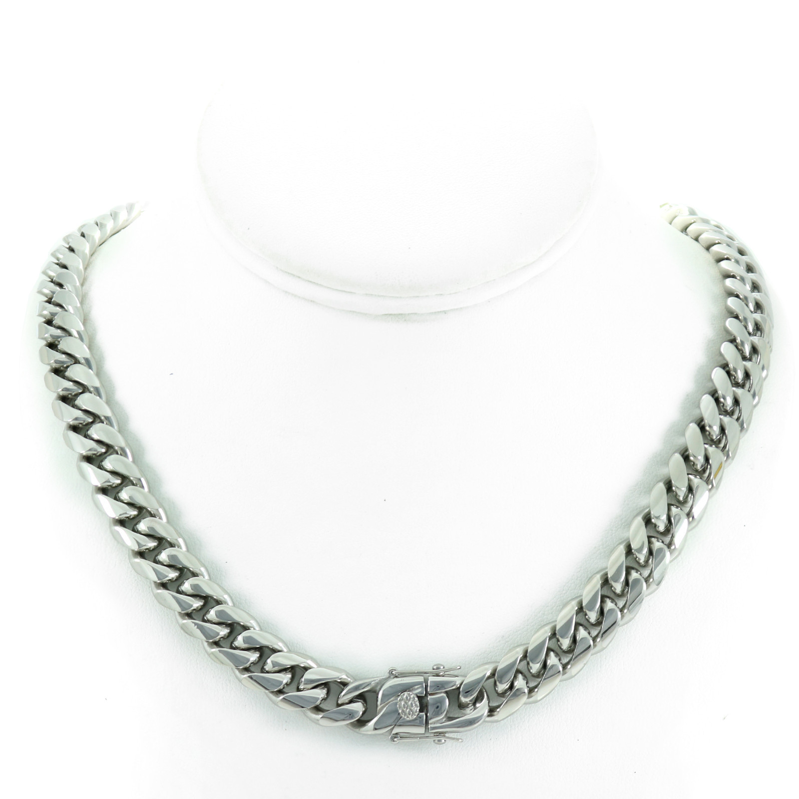 Award 12MM Men's Silver Finish Close Tight Miami Cuban Chain Triple Box ...