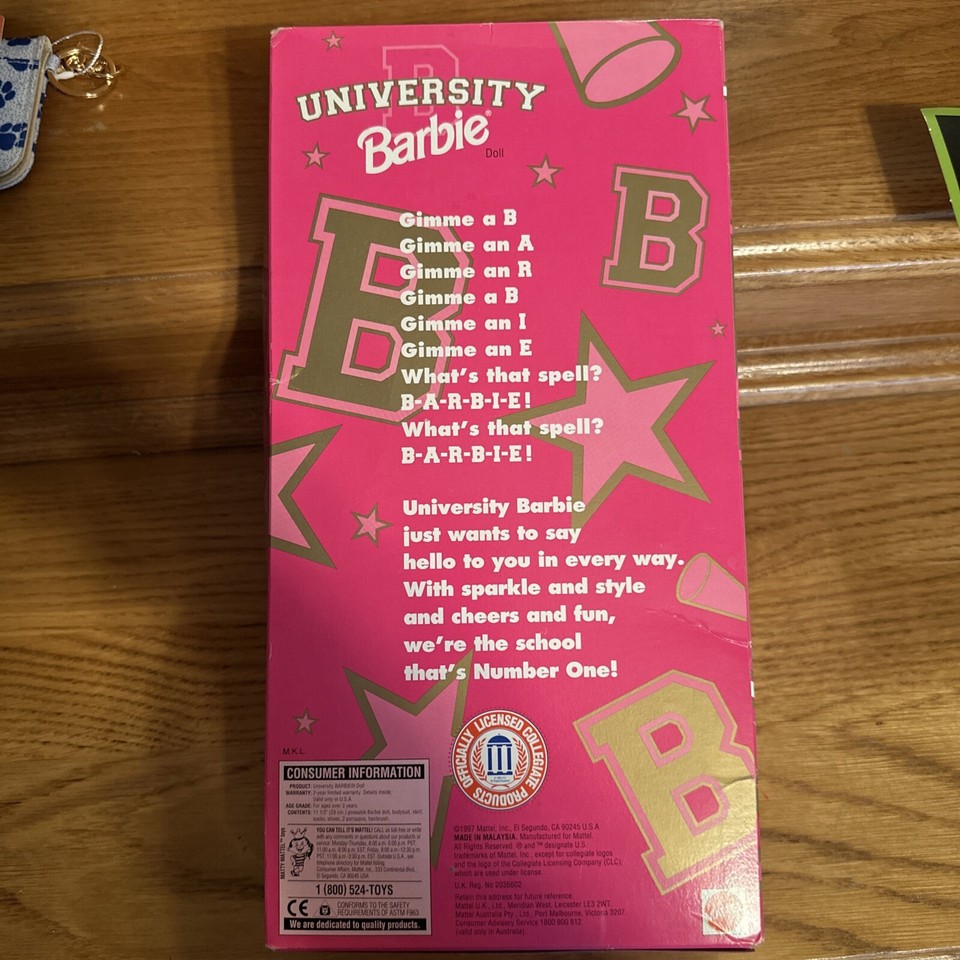 VTG 1997 TENNESSEE VOLUNTEERS UNIVERSITY BARBIE DOLL NEW IN BOX 17554 ...