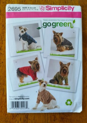 Simplicity Dog Clothes 2965 Uncut Sewing Pattern | eBay