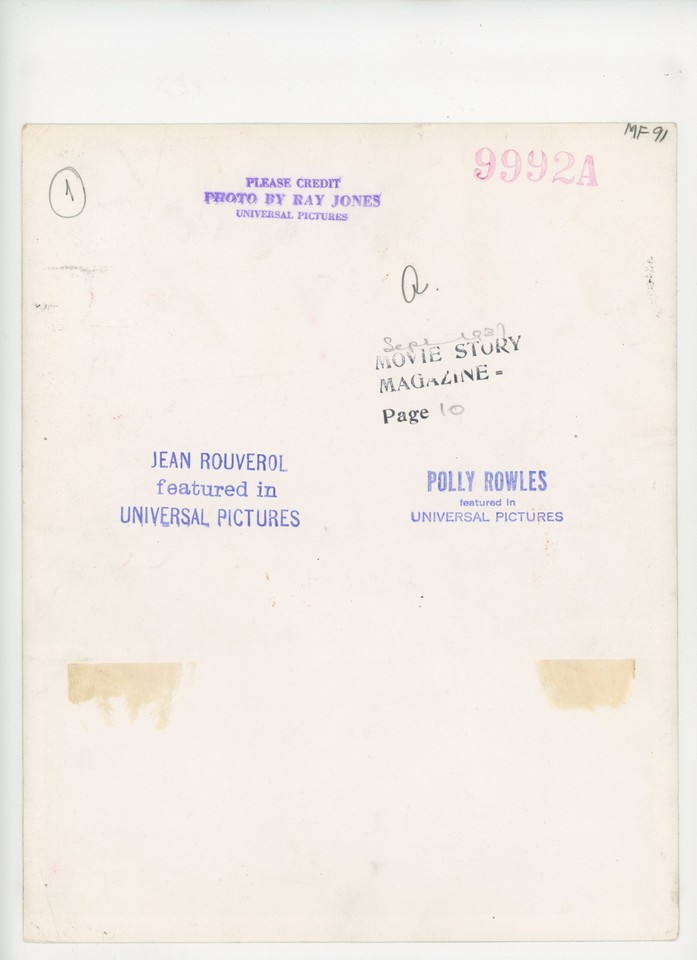 POLLY ROWLES Movie Story Magazine Still 8x10 Ray Jones Creased Corner ...