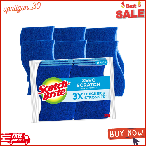 Scotch-Brite Zero Scratch Scrub Sponges, 6 Kitchen Sponges for Washing ...