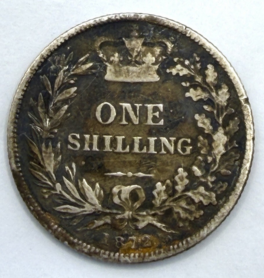 GB 1872 ONE SHILLING UK BRITISH QUEEN VICTORIA SILVER COIN (.925) 23 ...