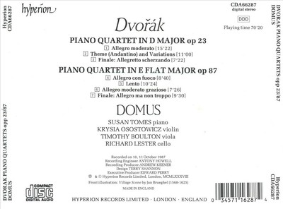DOMUS ENSEMBLE DVORÁK: PIANO QUARTETS NEW CD | eBay