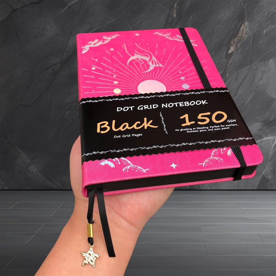 Dotted Journal - 150gsm Black Paper - 5 * 5mm DOT GRID Layout 160 Pages ...