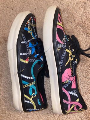 Custom black vans pearls roses women’s size 6.5- brand new | eBay