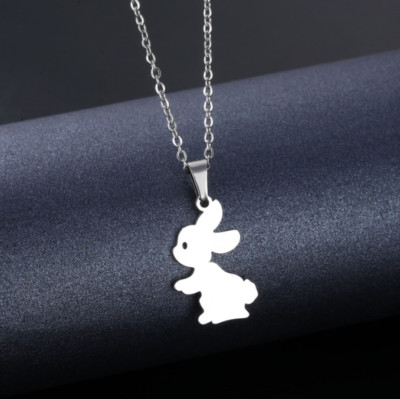 Titanium Silver Rabbit Bunny Pendant Chain Necklace | eBay