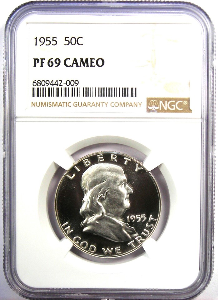 1955 PROOF Franklin Half Dollar 50C Coin - NGC PR69 Cameo (PF69 ...