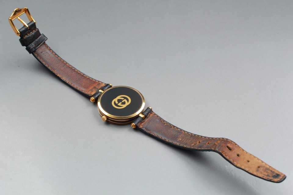 *EXC+5* Vintage Gucci 2000M Black Roman Dial Men's Gold Quartz Watch | eBay