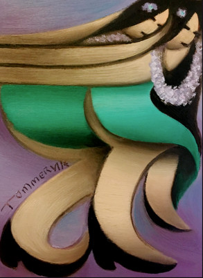 Abstract Hawaiian Hula Dancers Painting Original Oil on Canvas Hawaii ...