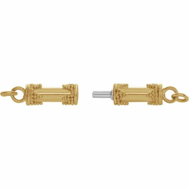 18K Yellow Gold Couture Hand Granulated Push Twist Bayonet Pearl Clasp ...