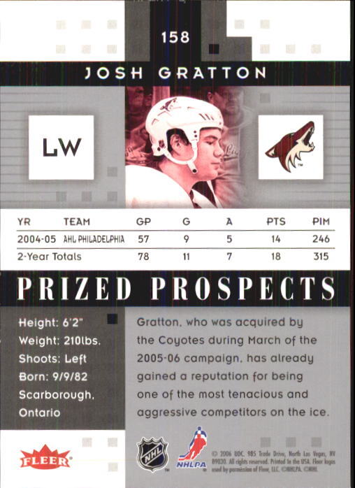2005-06 Hot Prospects #158 Josh Gratton RC /1999 - NM-MT | eBay