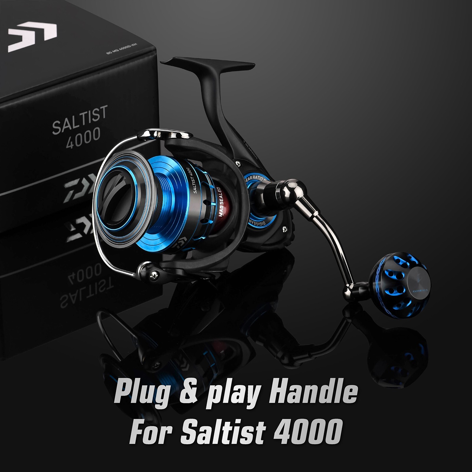 Gomexus Power Handle For Daiwa 16 Saltist 3500-4000 Saltist MQ 5000 ...