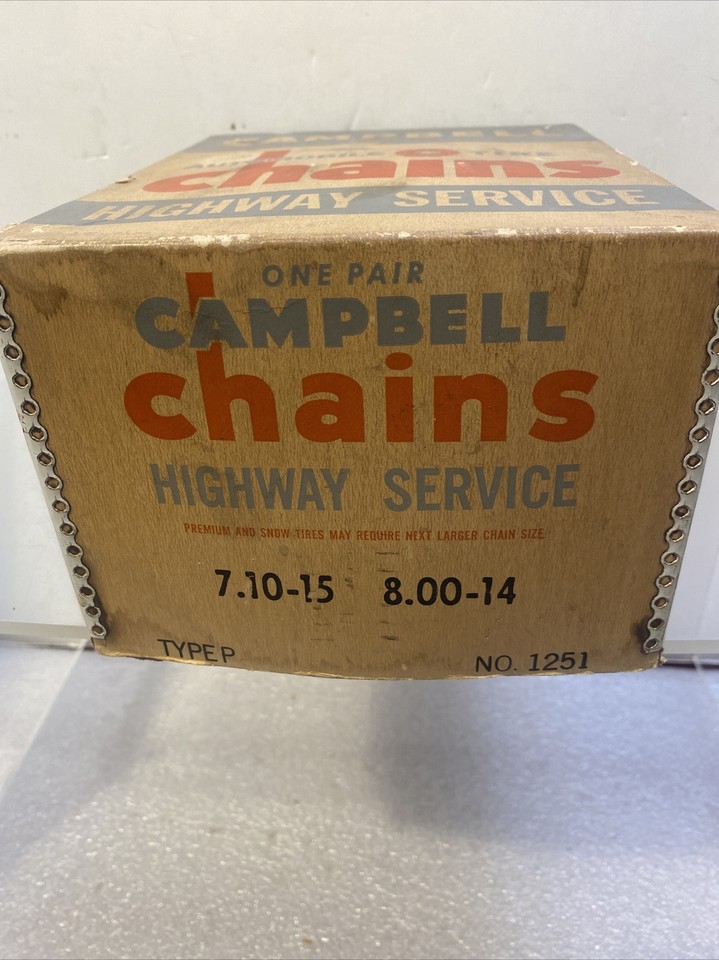 NOS Campbell Automobile Tire Chains in Original Box Highway Service ...