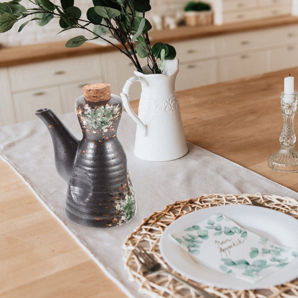 Salt Pot Japanese Style Sauce Ceramic Seasoning Bottle Oil Vinegar ...