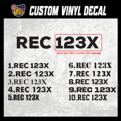 Custom REC Number - Registered Electrical Contractors - Vinyl Decals ...