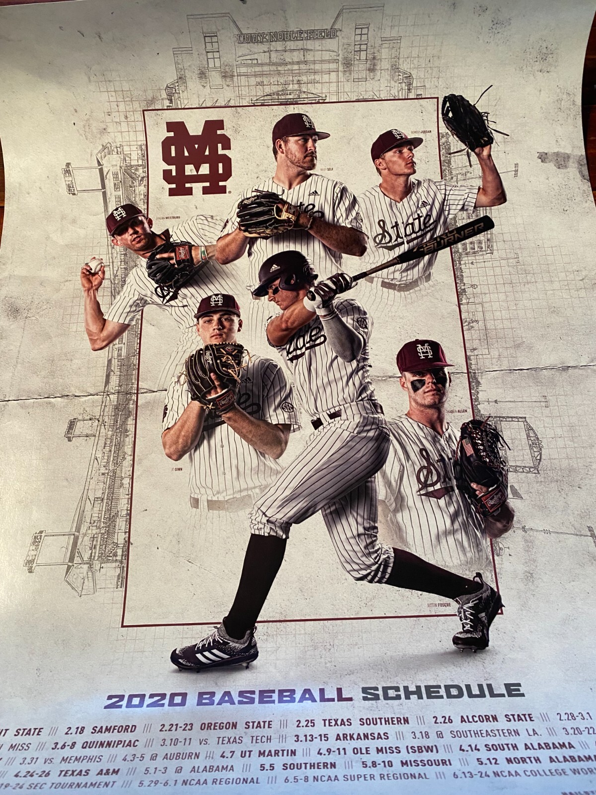 2020 Mississippi State Baseball Schedule Poster | eBay