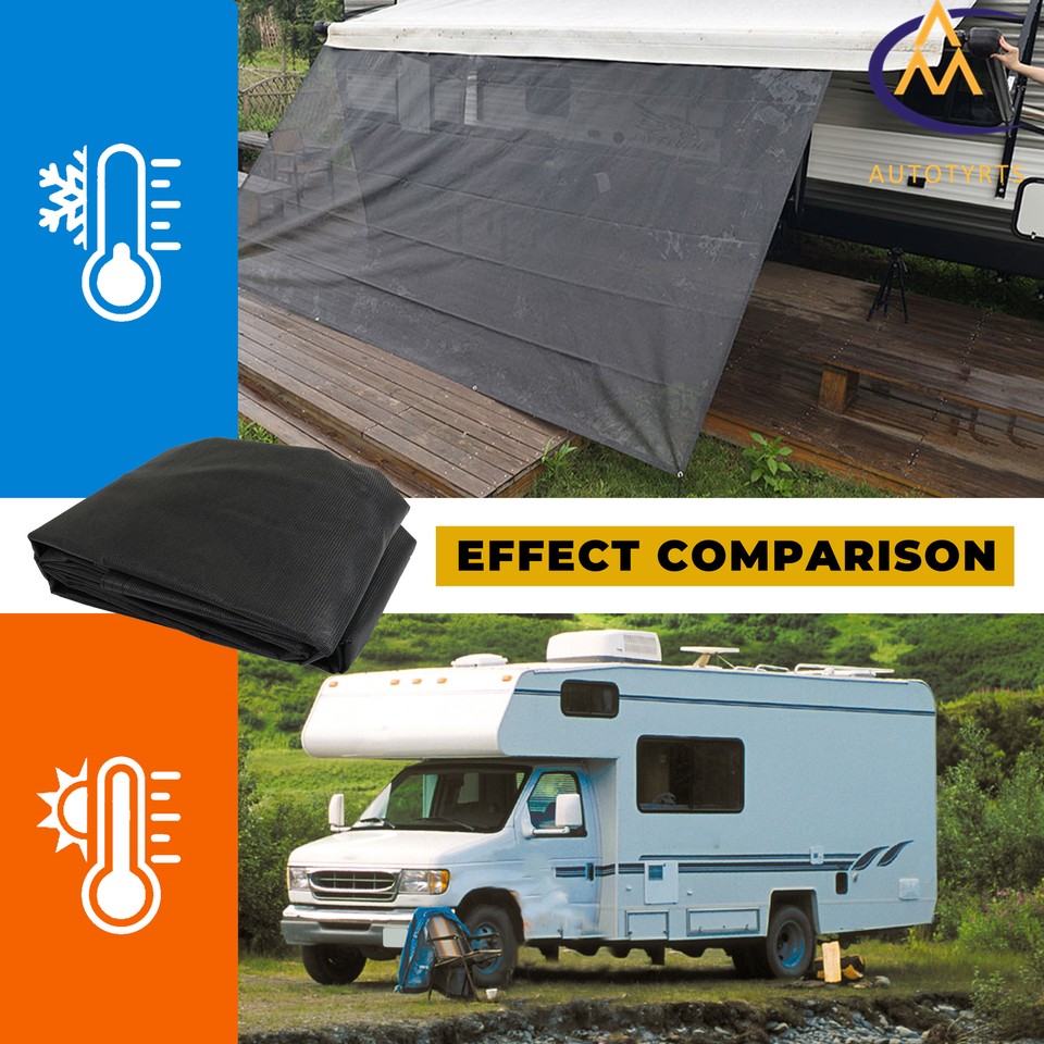 11'-20' RV Awning Sun Shade Screen Mesh For Camper Trailer Canopy 90% ...