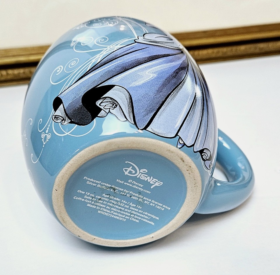 Walt Disney's Princess Cinderella Blue Coffee 18oz Oval Mug "Dreams ...