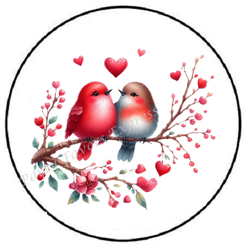 LOVE BIRDS VALENTINES DAY ENVELOPE SEALS LABELS STICKERS PARTY FAVORS ...