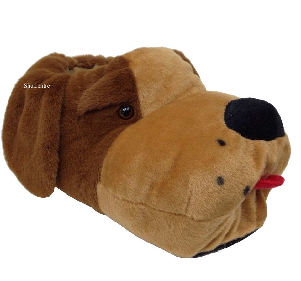 Mens Womens Kids Novelty Funny Shuby Do Dog Slippers Grey Brown ...