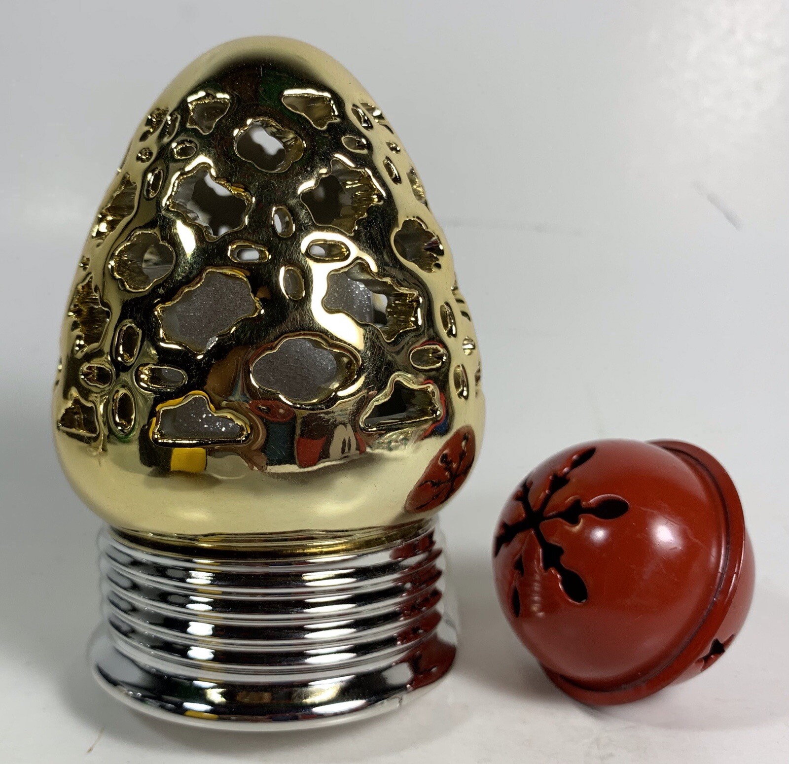 Christmas Ornament Bulb Gold Tone Color Changing Rainbow Morphing Light ...