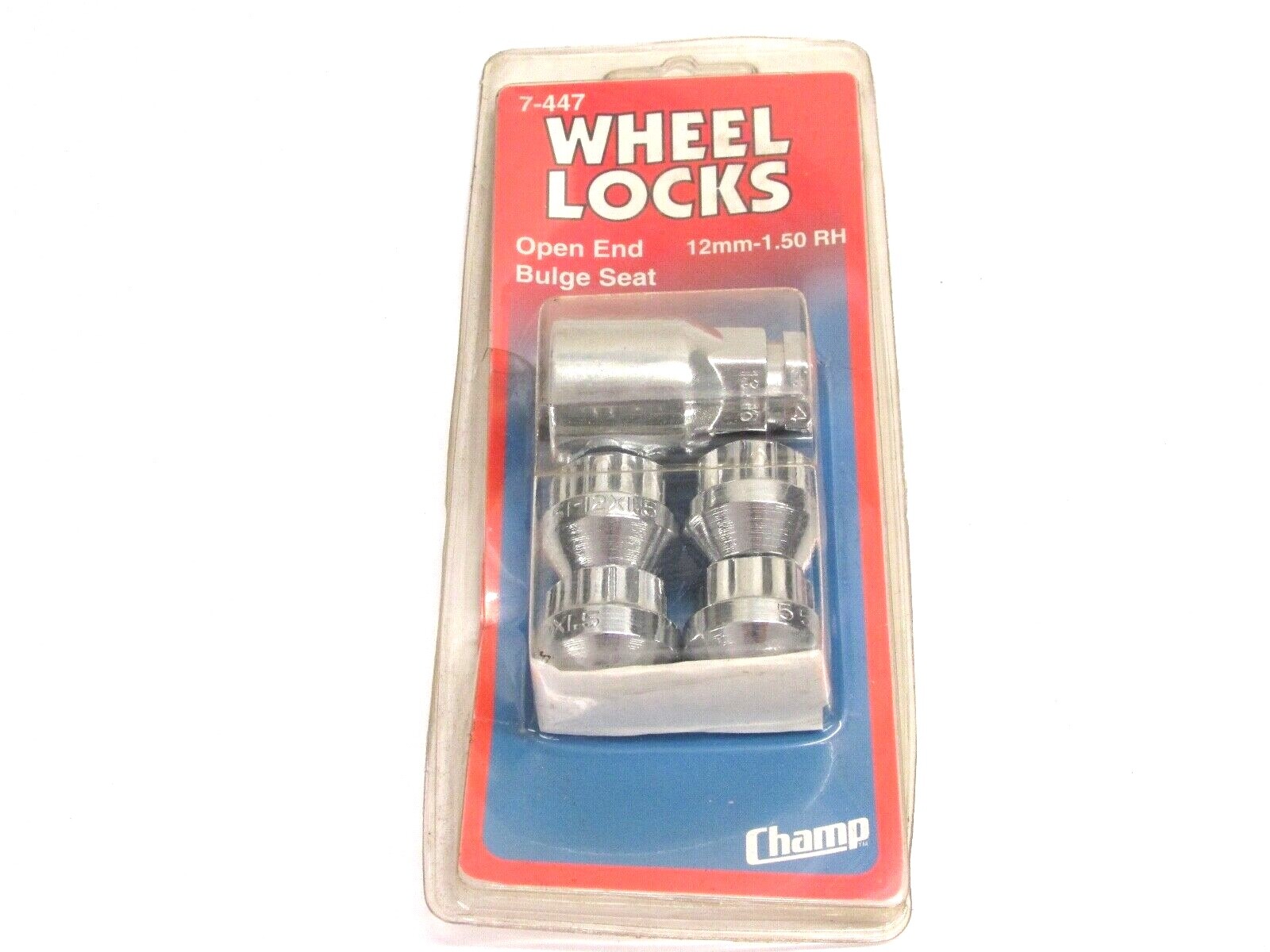 NOS! (4) CHAMP CHROME OPEN END WHEEL LOCKS LUG NUTS, 12mm-1.50 RH, No ...