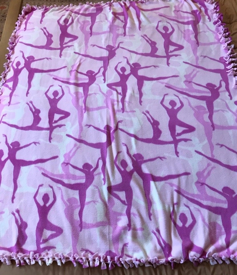 Pink Ballerina Handmade, Hand-Tied Soft Cotton Fleece Blanket/Throw, 66 ...