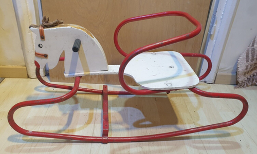 Vintage Mobo Mid Century Childs Toy Rocking Horse Metal Frame Shop Prop ...