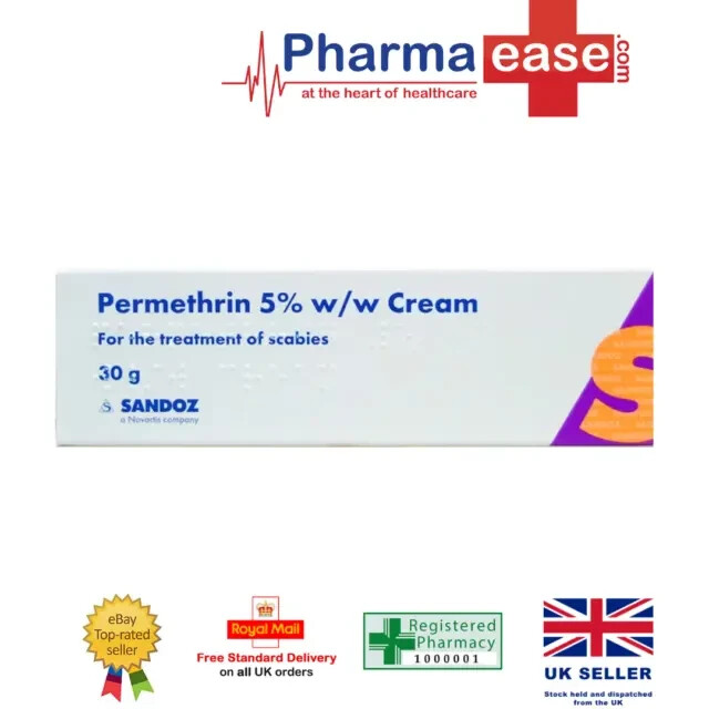 Permethrin 5% Cream for Scabies and Crab Lice 30g (Lyclear generic ...