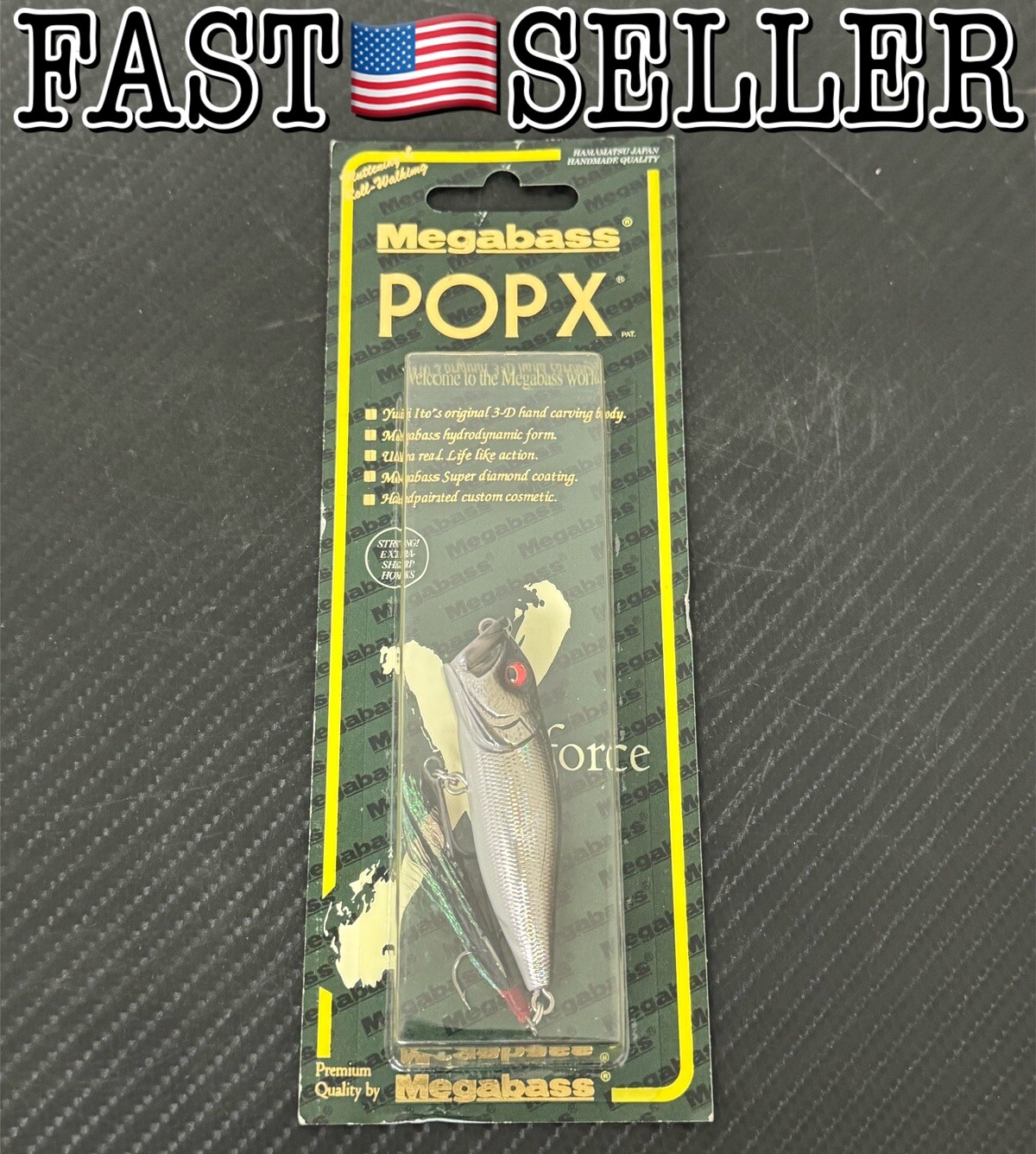 Japan Megabass Pop X Topwater Popper Lure 1/4oz 2.5”, GG Deadly Black ...