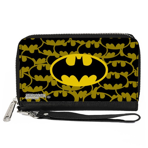 PU Zip Around Wallet Rectangle Batman Bat Signal Stacked and Centere ...