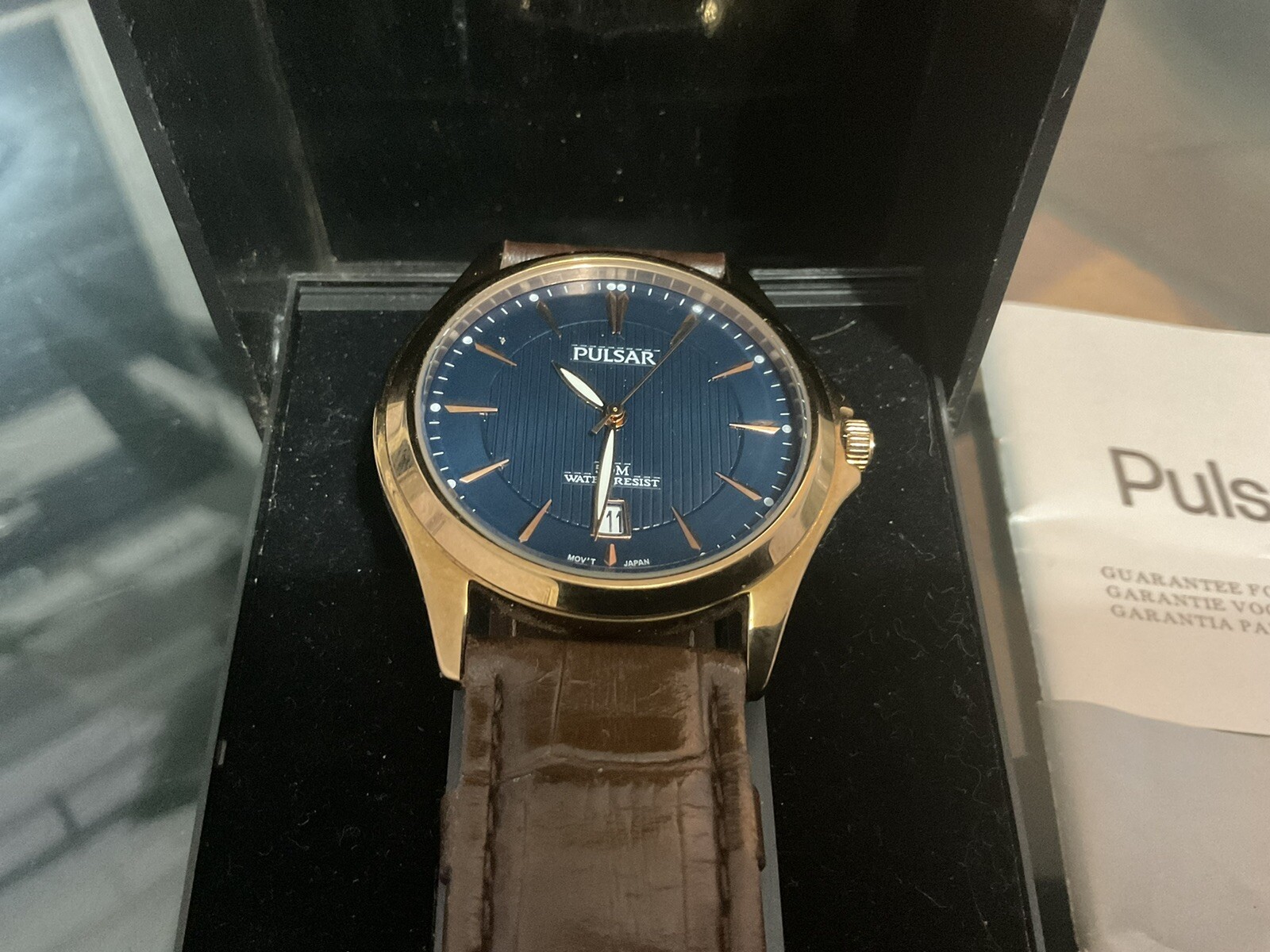 Pulsar Mens Sapphire Crystal Date Dress Watch Stainless Steel Vj42 X154 ...