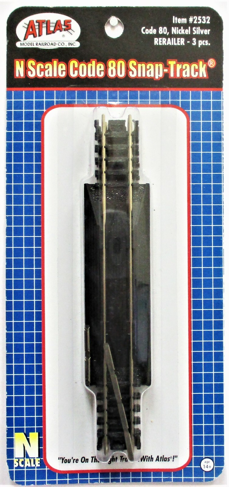 N Scale Atlas 2532 Code 80 Rerailer Straight Snap-Track pkg (3 ...