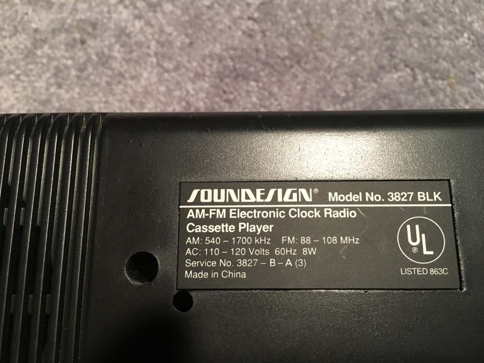 Soundesign AM/FM Clock Radio Cassette Player Model 3827 BLK | eBay