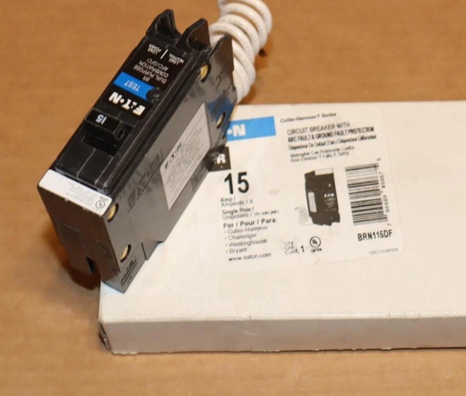 Eaton BRN115DF Dual Purpose AFCI/GFCI Breaker 15A 1-Pole 120V | eBay