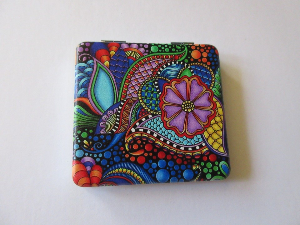 Double-Sided Portable Travel Compact Mirror For Purse In Paisley Print ...