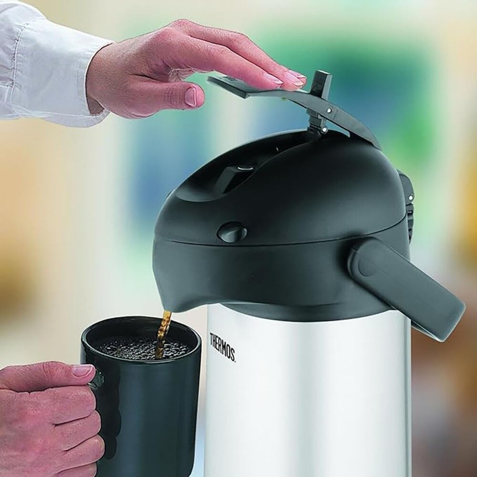 Stylish 2.5L Stainless Steel Vacuum Insulated Pump Pot with Lid ...