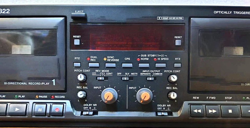 TASCAM Model 322 Professional Dual Cassette Deck Player/Recorder ...