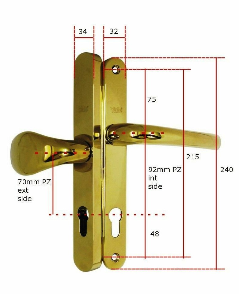 Yale Mila Lever Pad/Lever Offset Door Handle 92 and 70mm PZ 215mm Screw ...
