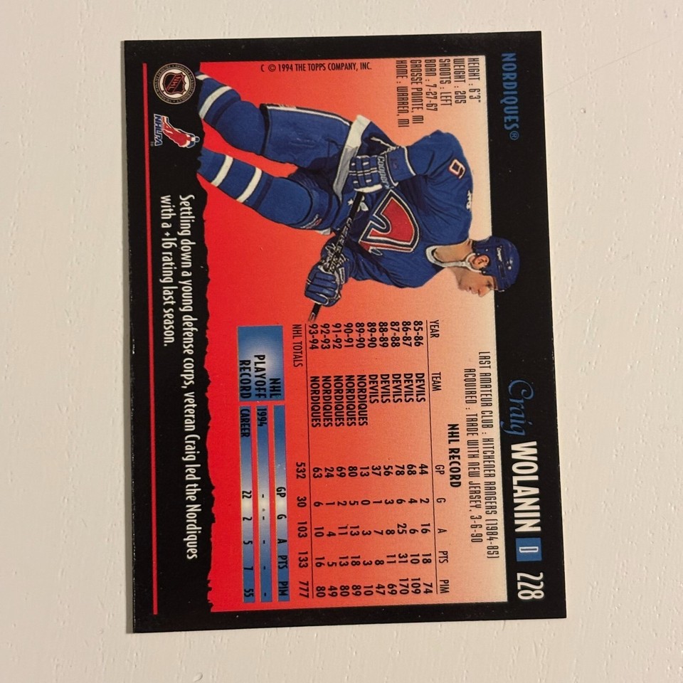 1994-95 Topps Premier - #228 Craig Wolanin | eBay