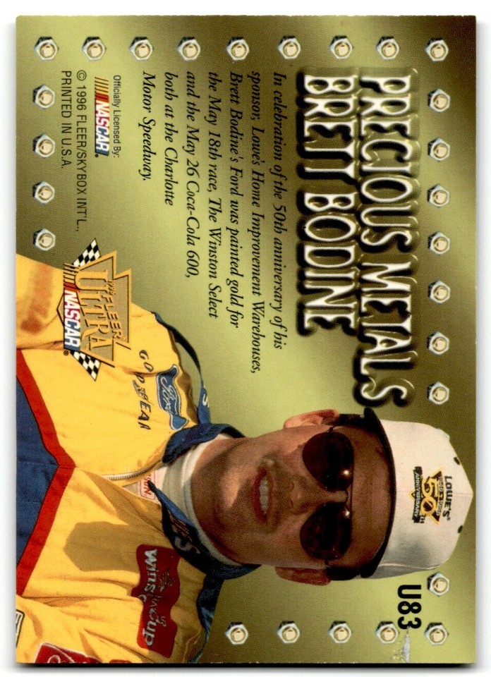 1996 Ultra Update Precious Metals Brett Bodine's Gold Car Brett Bodine ...