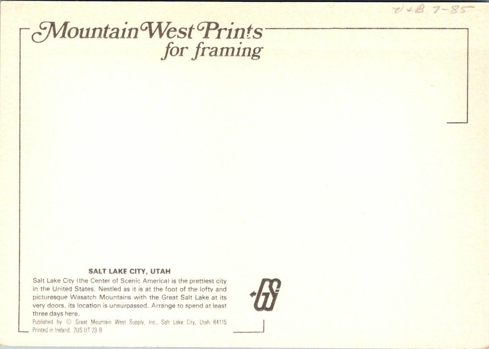 Postcard Utah Greetings From Salt Lake City Large Letters c.1985 | eBay
