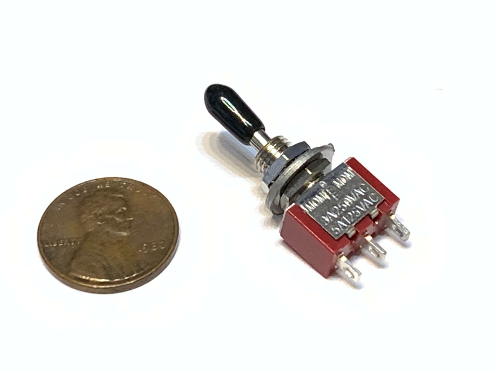 1 Black sleeve CAP SPDT 3 Pins 12v Momentary 6mm Toggle Switch mts1 6a ...
